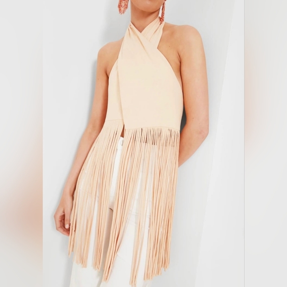 FARM Rio | Tops | Farm Rio Cross Neck Fringe Top | Poshmark